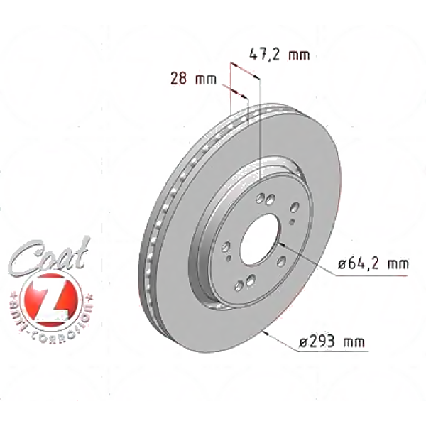 ZIMMERMANN 280.3175.20 (45251SWWG01 / 45251T1EG00) диск тормозной Honda (Хонда) coat z beschichtet