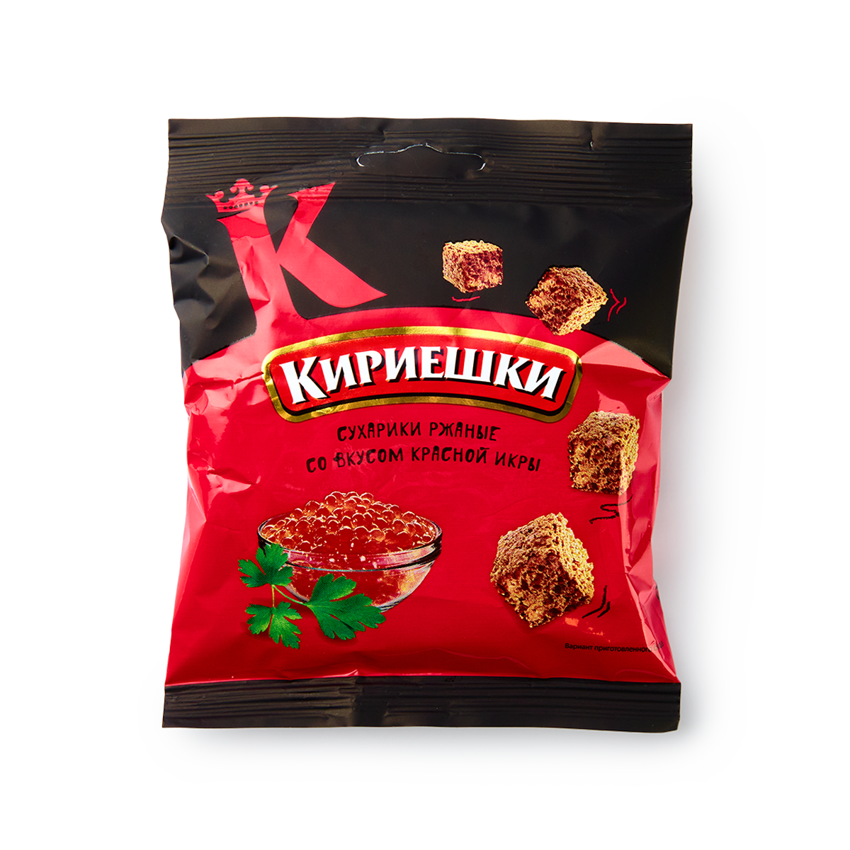 Сухарики Кириешки ржаные со вкусом красной икры, мягкая пачка, 40 г