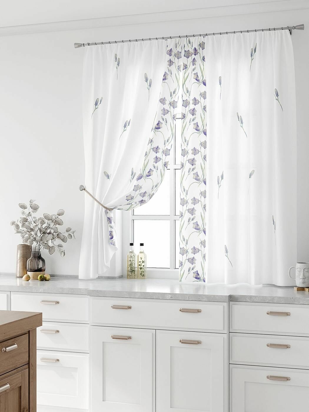 Шторы в кухню / Тюль для кухни Comfy Way 150х160 см 2 шт/ Свилс - 113
