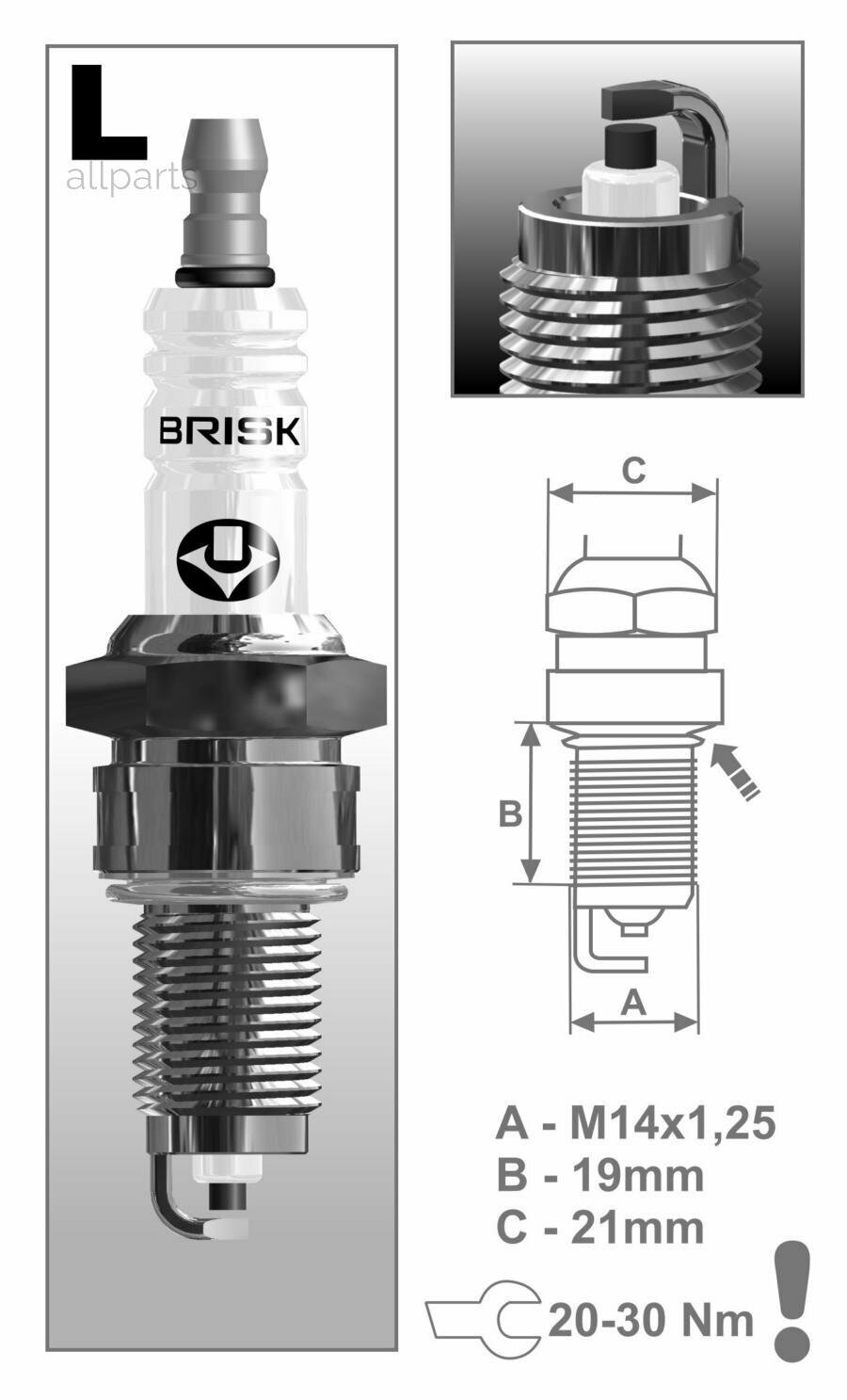 BRISK 1289 свеча зажигания!\ Volvo 340/360/440/460/480 1.4-1.8 86-96