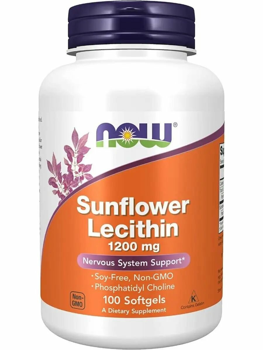 Подсолнечный лецитин NOW Sunflower Lecithin 1200mg 100 softgels