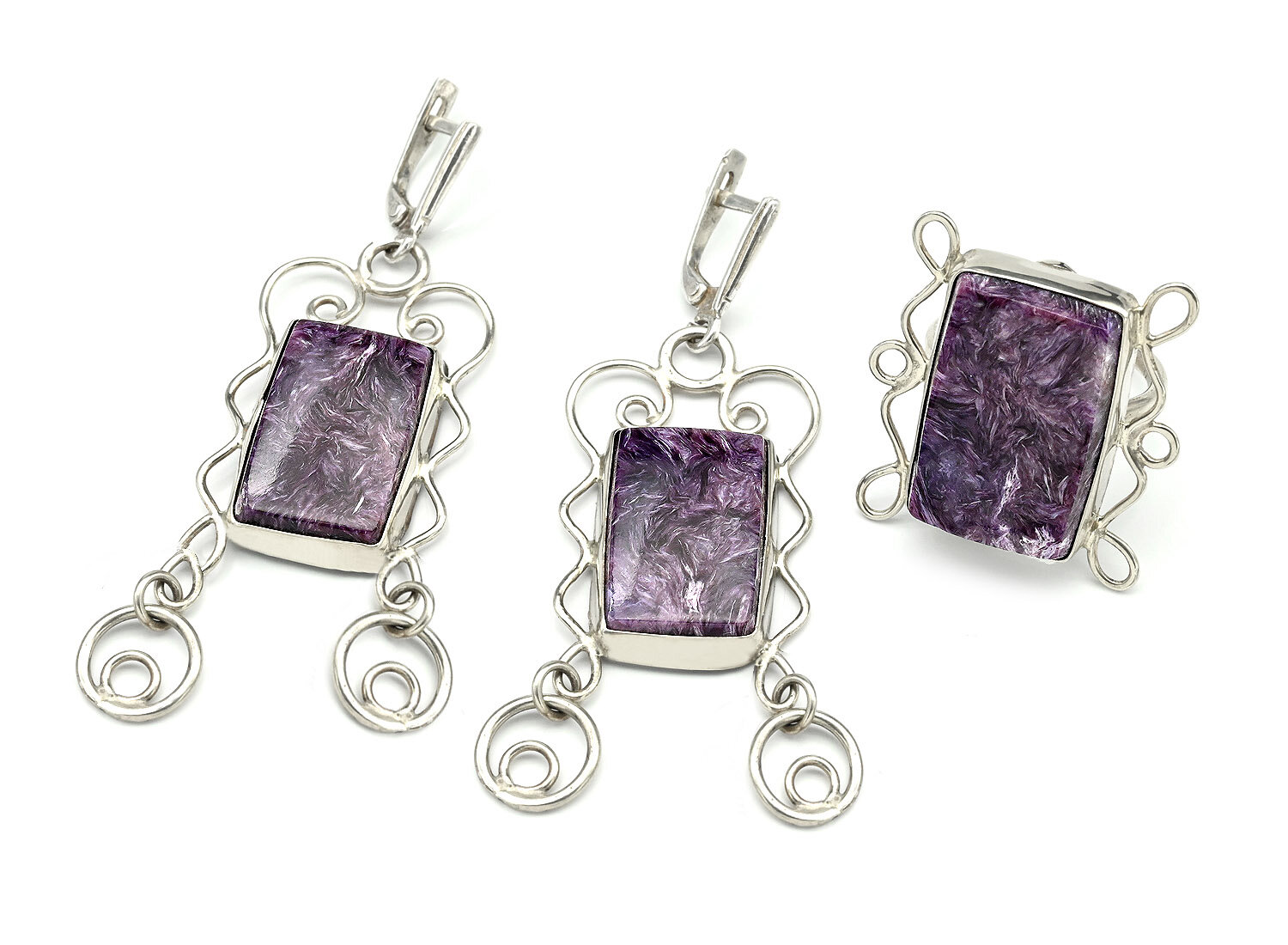 Комплект бижутерии, чароит