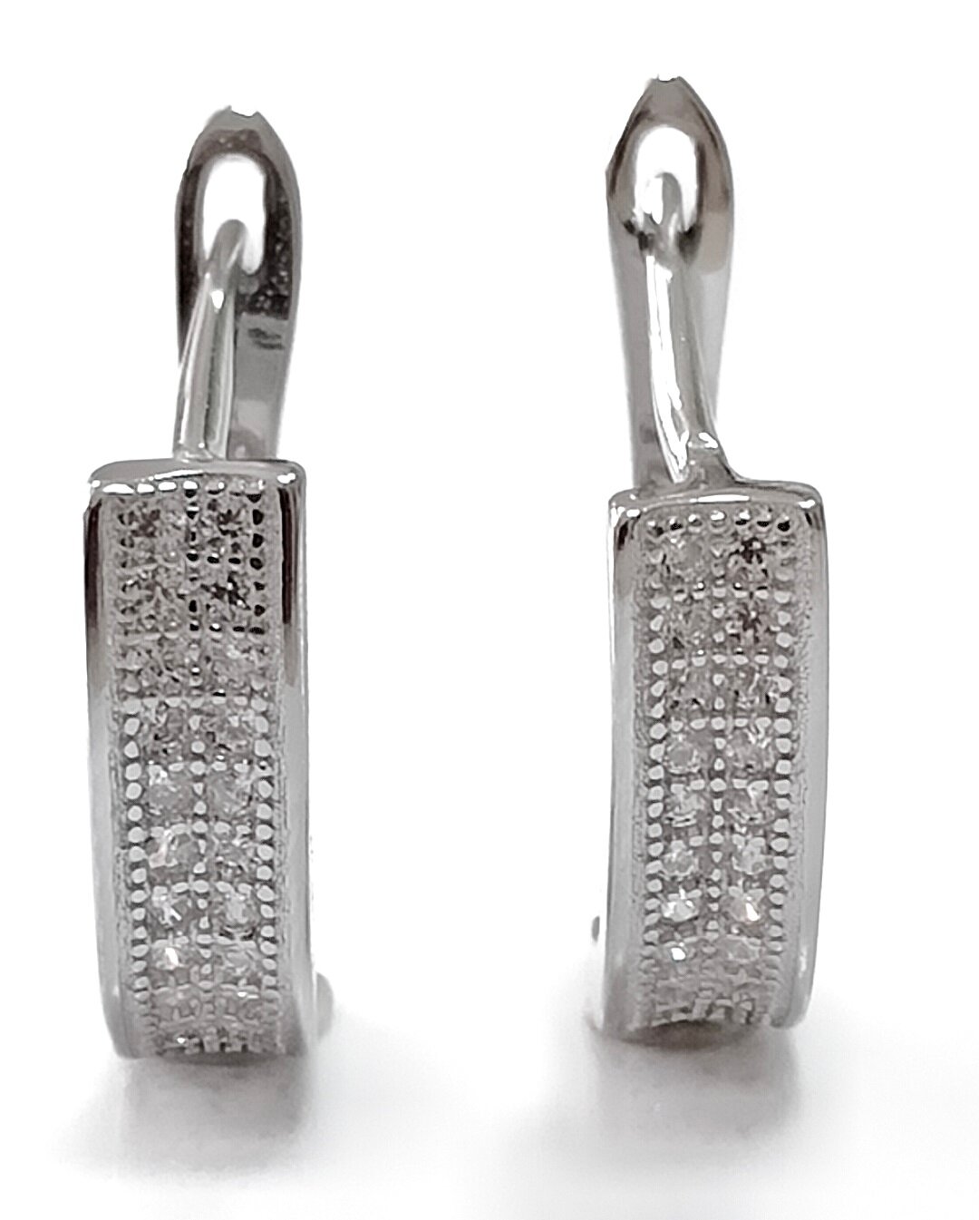 Серьги, серебро, 925 проба, родирование, фианит