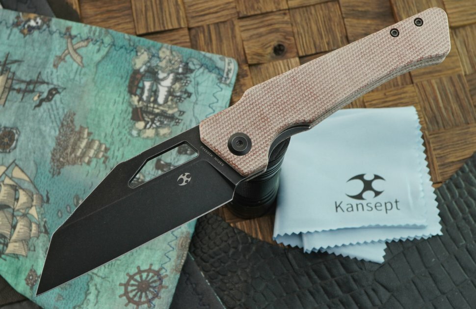Складной нож Kansept Knives Egress, сталь CPM S35VN, BW, рукоять коричневая микарта