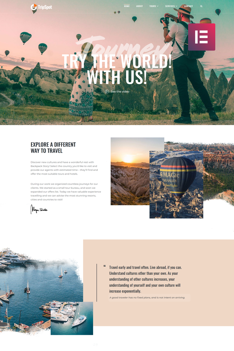 Подарочный сертификат на Шаблон для сайта Вордпресс с демоконтентом TripSpot - Travel WordPress Elementor Theme Theme WordPress