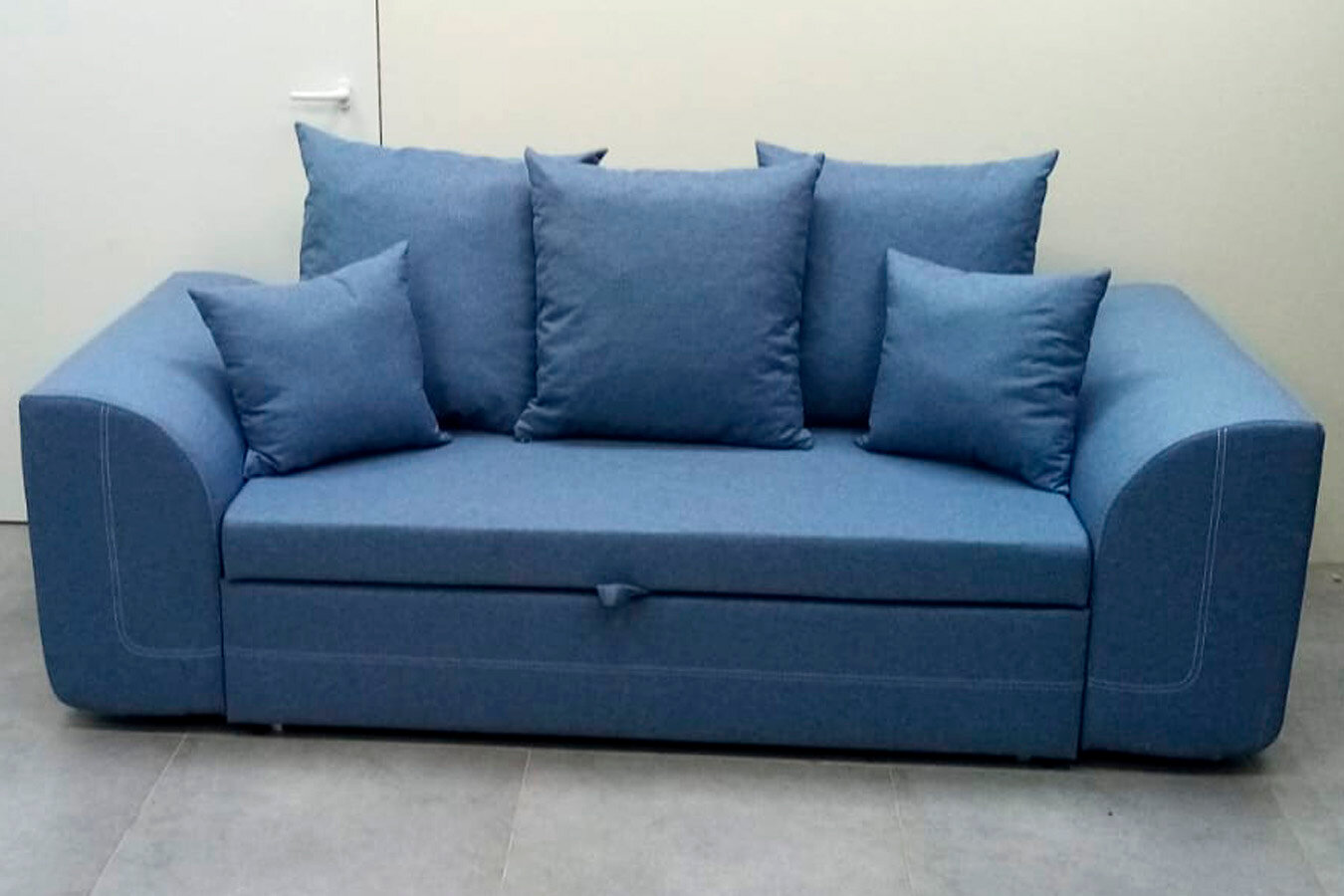 Прямой диван Калифорния Рогожка Strong Plus 09, выкатной, 207х99х78 см, на металлическом каркасе