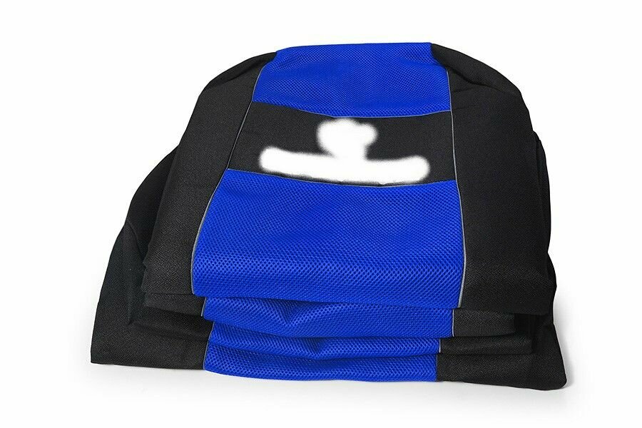 Чехлы на сиденья российских грузовиков, для КамаЗа 5490 NEO. Цвет чёрный/синий. (Жаккард) Производство Россия. (19942)