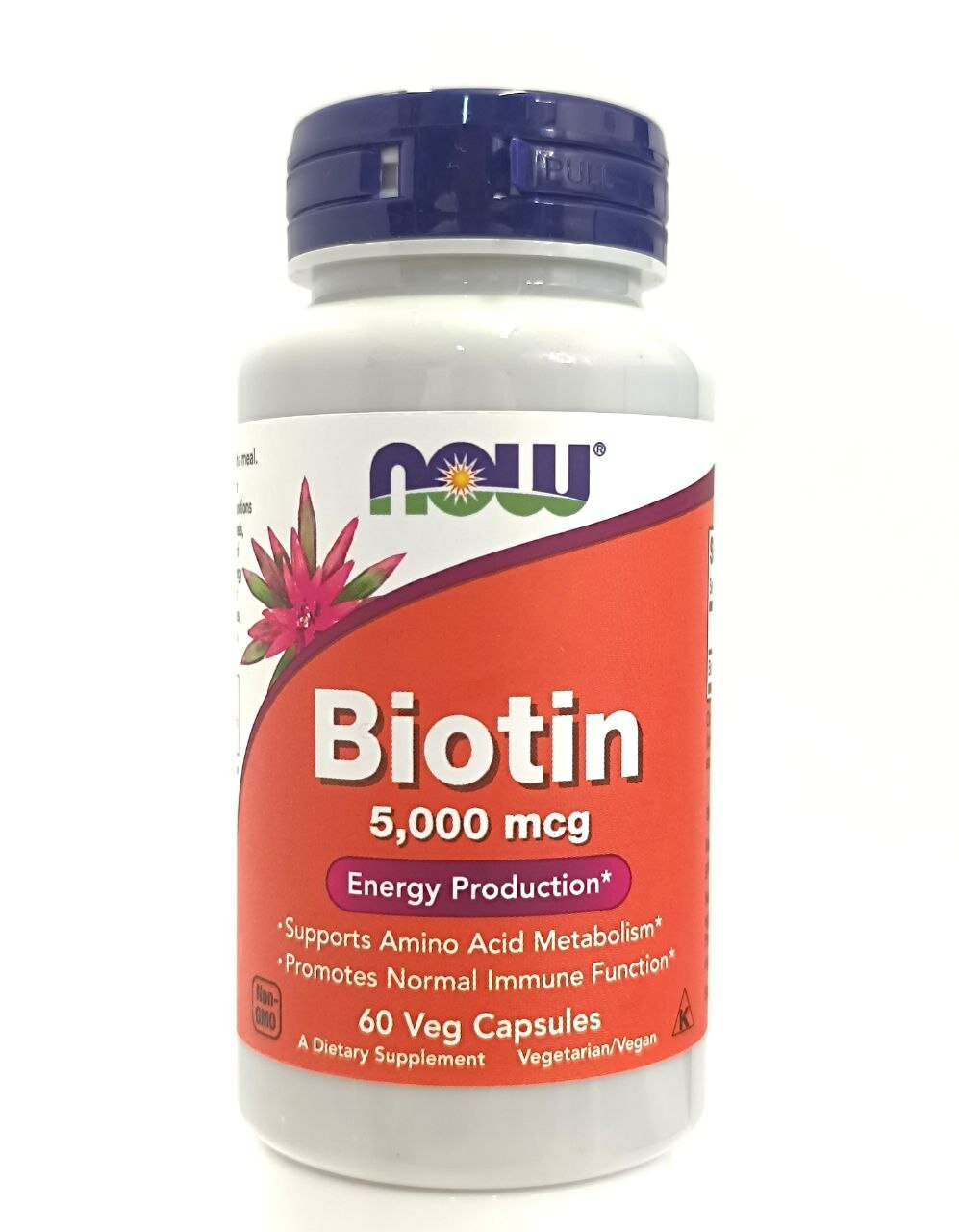 Биотин NOW Biotin, 5000 мкг, 60 капсул