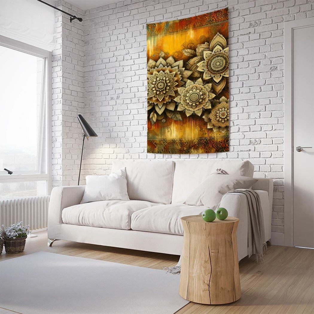 Фотопанно на стену тканевый вертикальный 150х200 "Винтажная мандала" , JoyArty