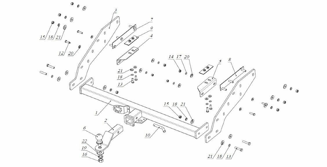 Фаркоп с элект. Smart, на Mitsubishi L 200 FA 0857-E(N) (с 2013 по 2015 г. в.(удлинённый кузов)(c накладкой из нержавеющей стали)) (паспорт и сертификат в комплекте) Бизон