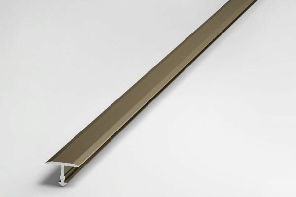 Т образный порожек для напольных покрытий алюминиевый, гибкий, ширина 13мм, длина (комплект 900+1800мм) лука ПС 09.2700.04л (Анод бронза матовая)