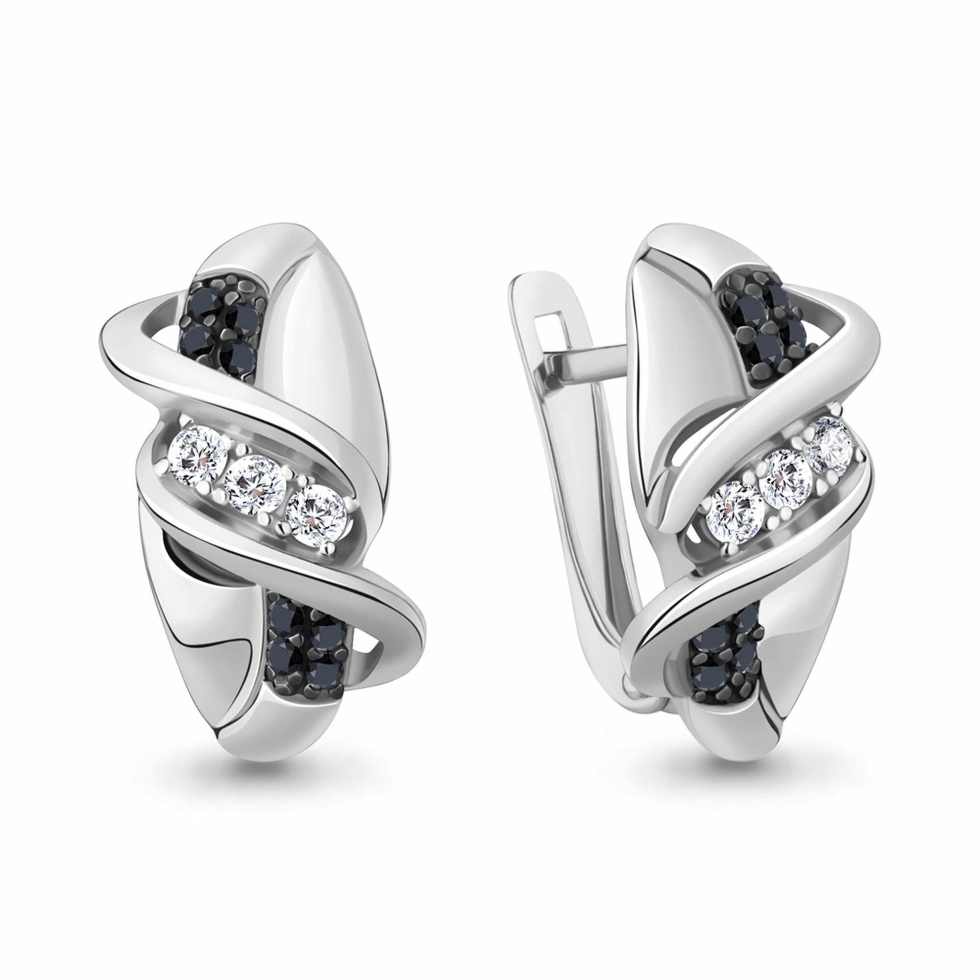 Серьги, серебро, 925 проба, родирование, фианит, кристалл