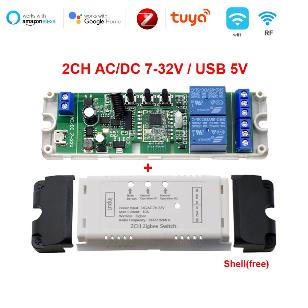Scimagic-RC Zigbee Smart Switch Модуль 1 канала 2CH 7-32V Shell