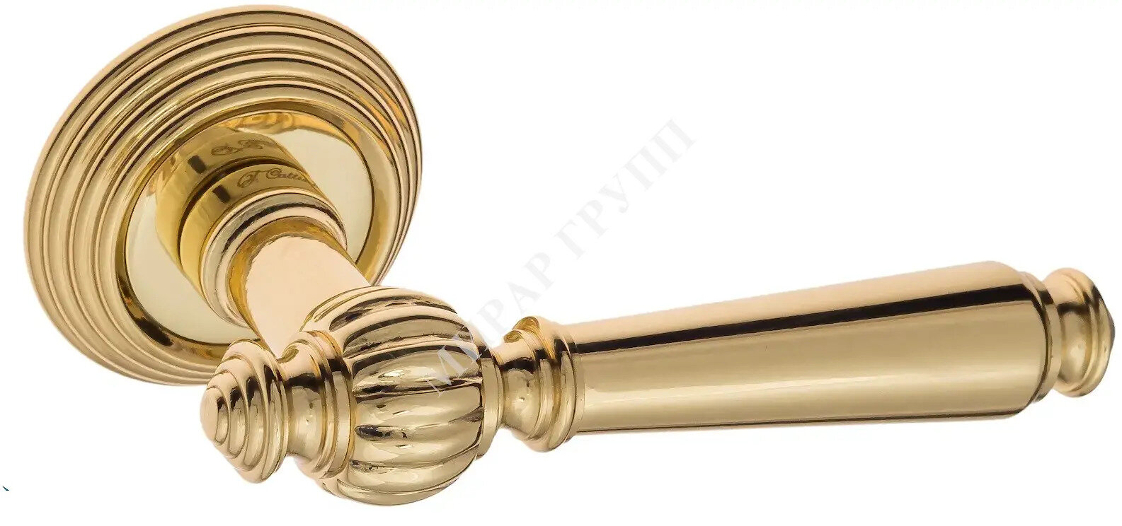 Дверная ручка Fratelli "MARANI" D8 на круглой розетке полированная латунь