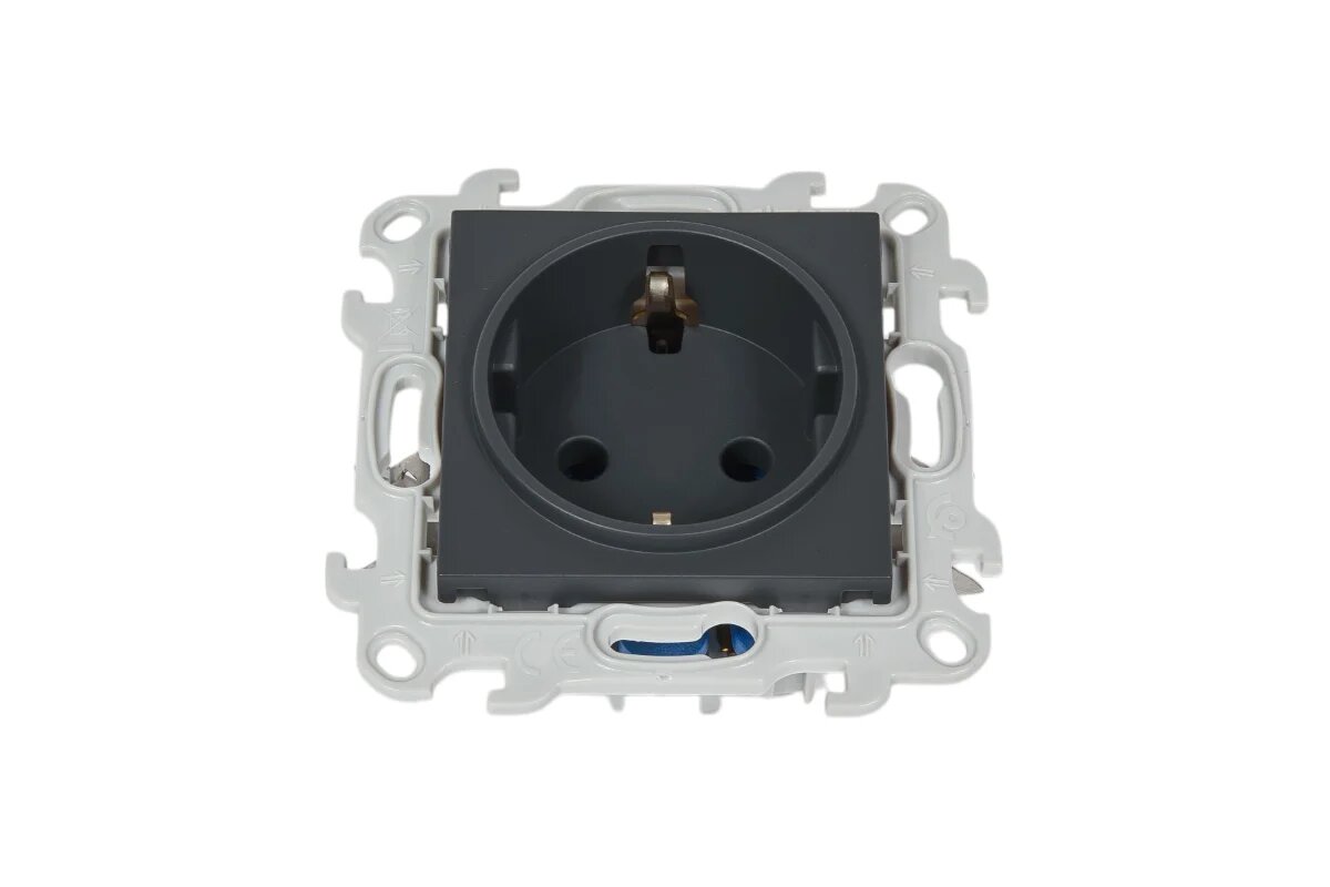 Simon 24 Графит Розетка 2К+3 без защитных шторок Push&Go 2420434-038