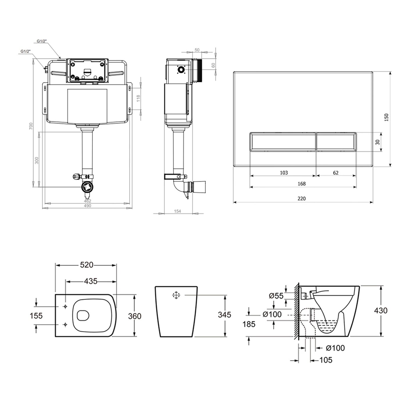 Комплект 5в1 Lavinia Boho Relfix Aveo Rimless Бачок скрытый с приставным унитазом 8706026 87060262