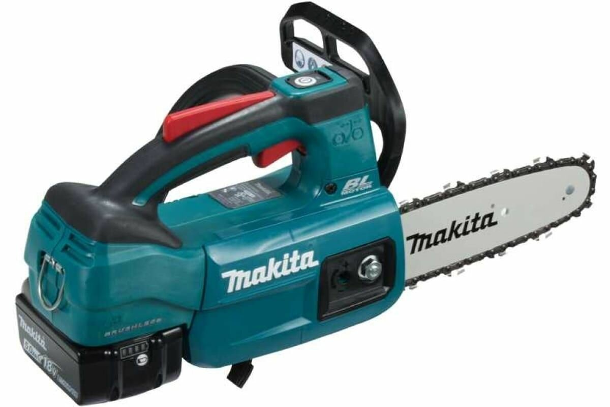 Пила цепная аккумуляторная Makita LXT BL 18В5 70 Вт, 8/20 см, 3/8", 1.1 мм, 24 м/с XPT (BL1830B DC18RC) DUC204RF