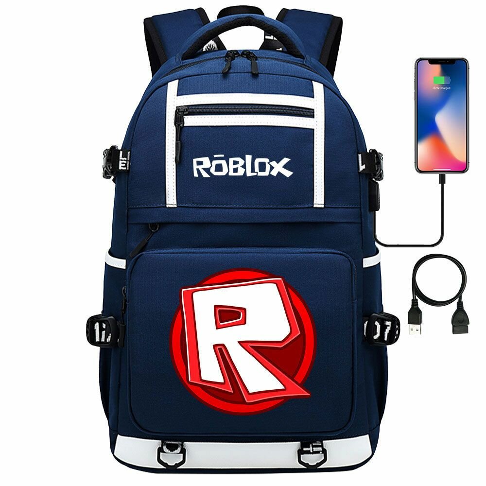 Рюкзак Роблокс светящийся, синий, С USB и Jack 3.5