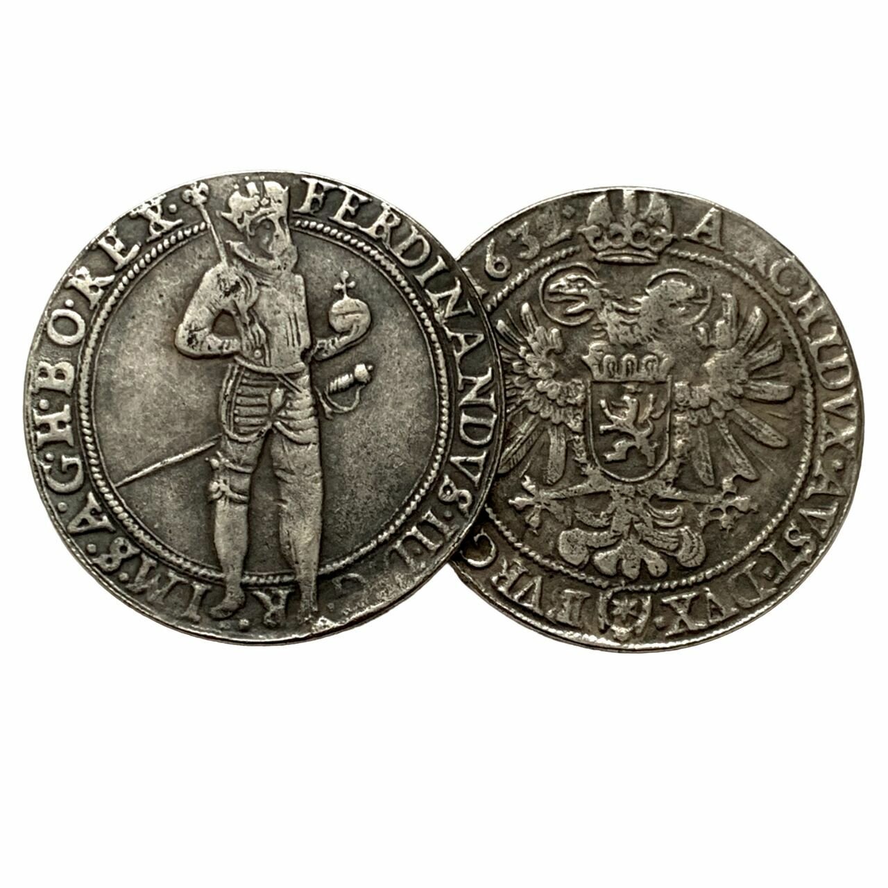 Талер 1632 года. Фердинанд - шпага, держава и скипетр. Средневековая Европа. Коллекционная монета.