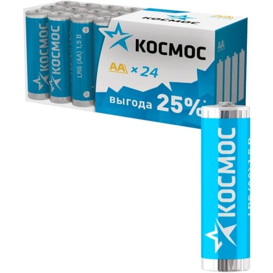 Элемент питания алкалиновый Космос Электро Космос AA/LR6 пластик. бокс (уп.24шт), KOCLR6_24BOX
