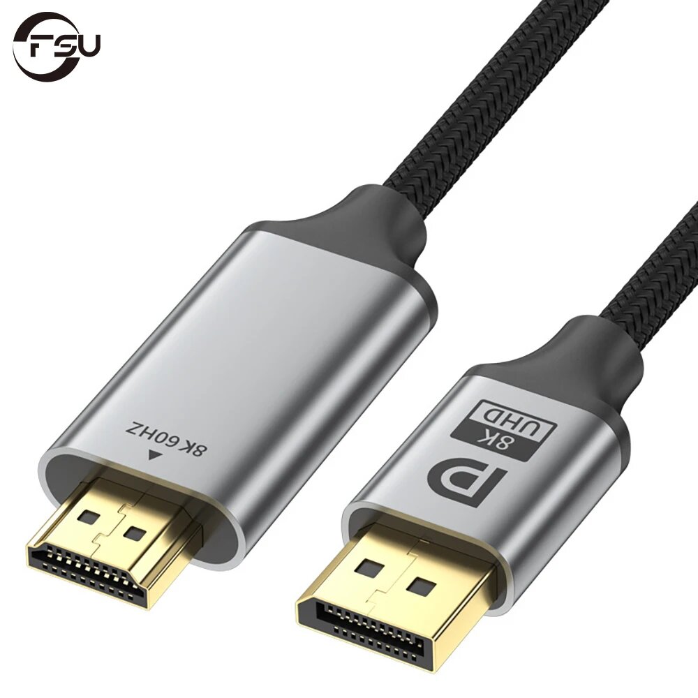 FSU DisplayPort 1.4 — HDMI-совместимый активный адаптер 2.1 HDR 2.3, поддержка 8K при 60 Гц, 4k при 240 Гц, HDD, унинаправленный порт дисплея 1.4