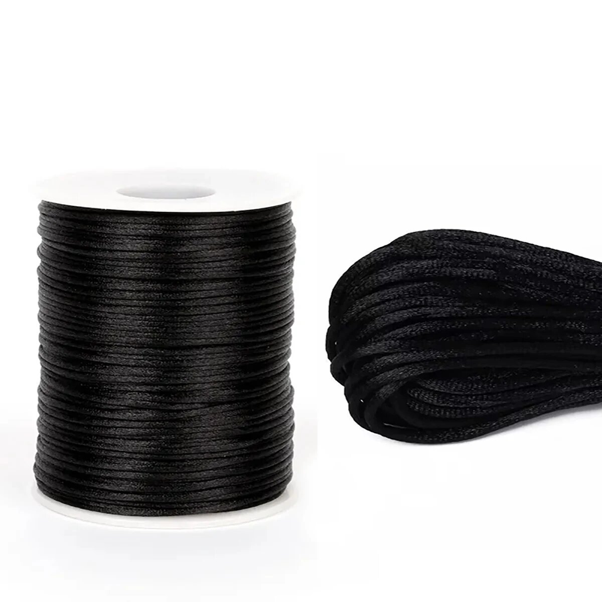 Нейлоновый шнур 2 мм для рукоделия Черный, 20M, Black