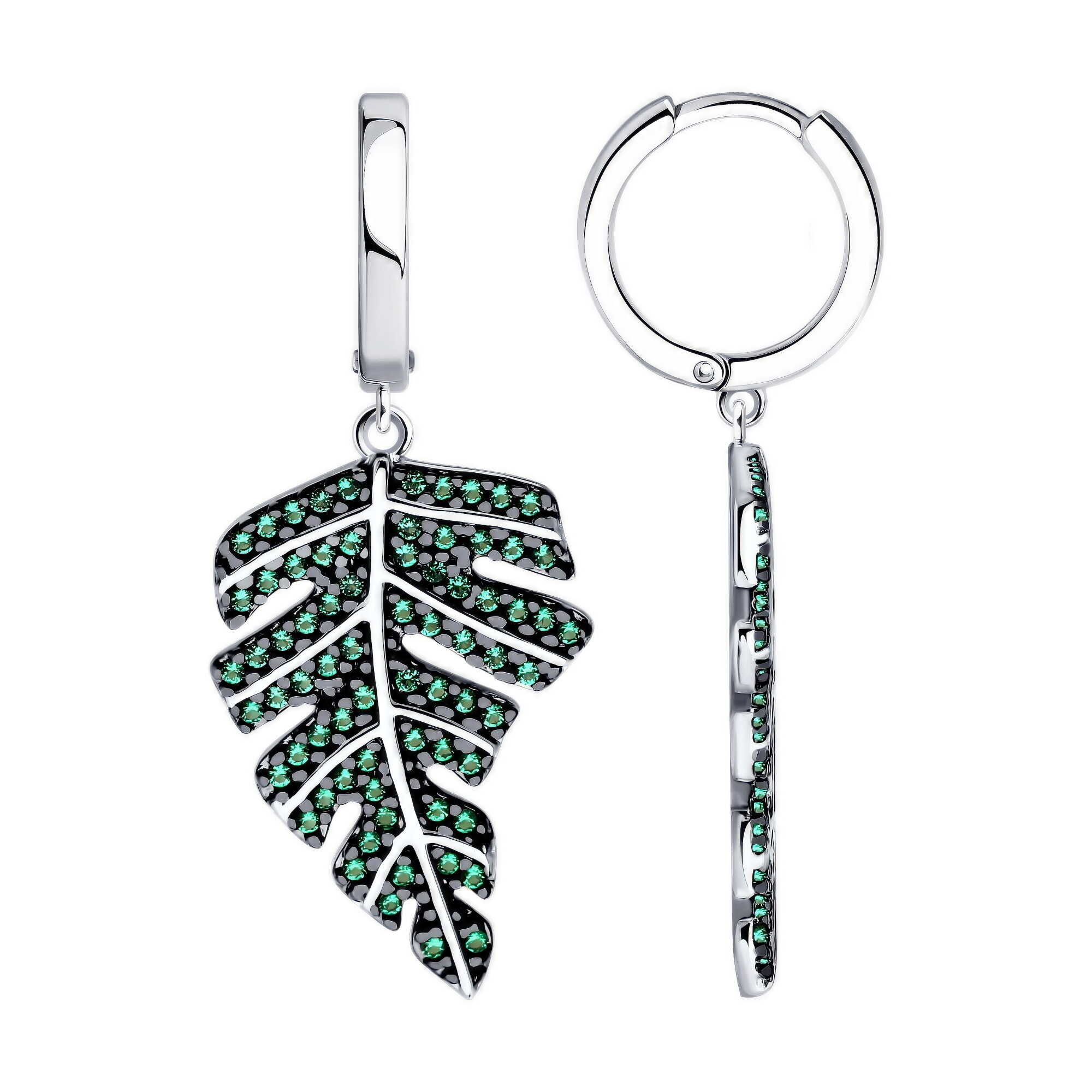 Серьги, серебро, 925 проба, родирование, фианит