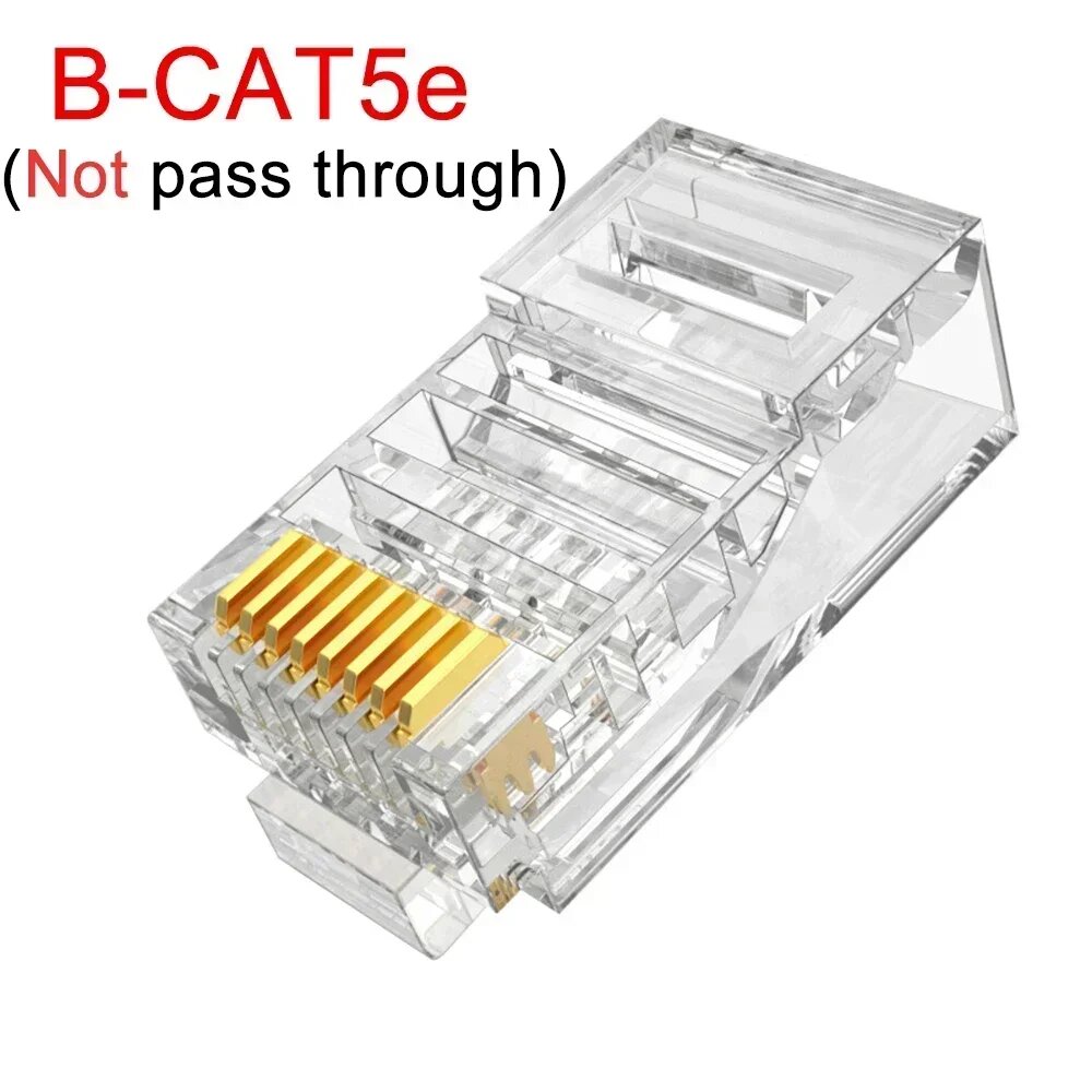 RJ45 CAT6 CAT5e проходные разъемы 10Pcs, CAT5e(no passhole)