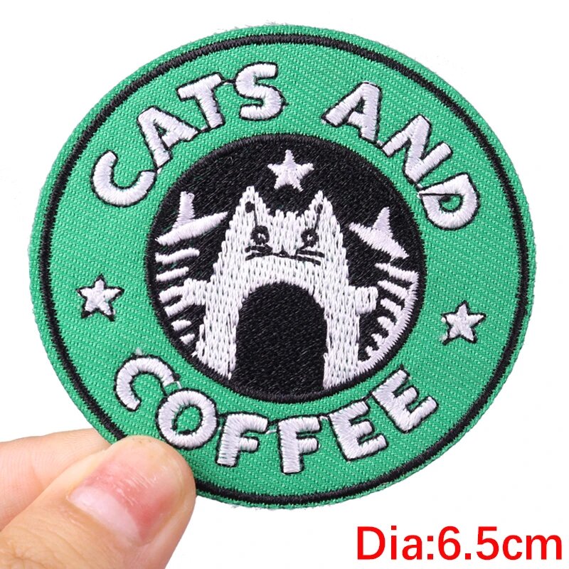 Вышитые нашивки с котом Prajna Темно-зеленый, PE5228CT