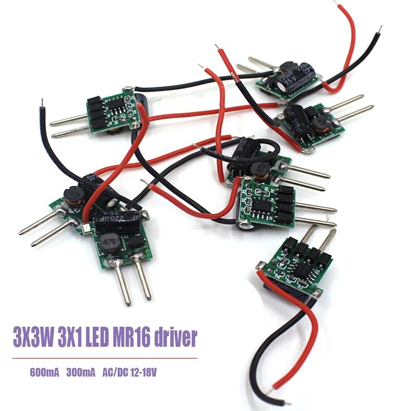 TiaoChongYi драйвер для светодиодных ламп MR16 12В 3Вт 1PCS, MR16 3X1W