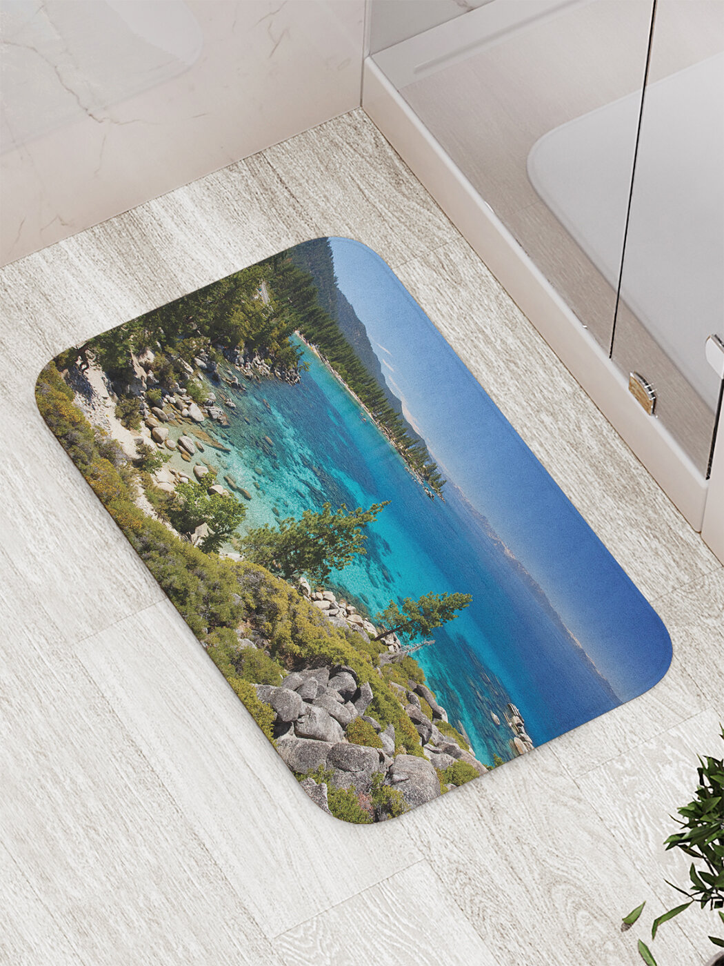 Коврик для ванной комнаты, туалета "Каменное побережье" противоскользящий, 52х77 см, JoyArty