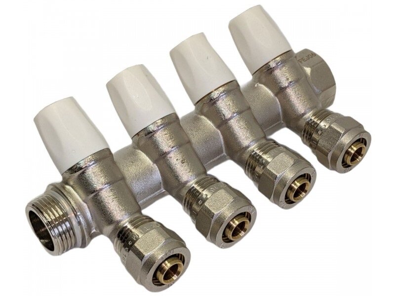 Сантех Коллектор 3/4”-16-4 вых. регулирующий с резиновыми кран-буксами TIM MR135N-3/4-C-4