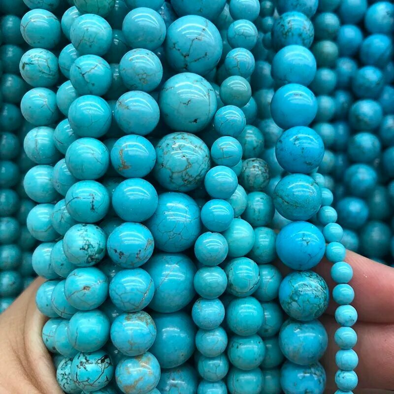 Голубые бусины из говлита Super search 4-12 мм 10mm 38pcs beads