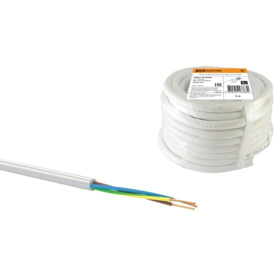 Провод Tdm Electric ПВС 3х0,75 ГОСТ (5м), белый, SQ0118-0005