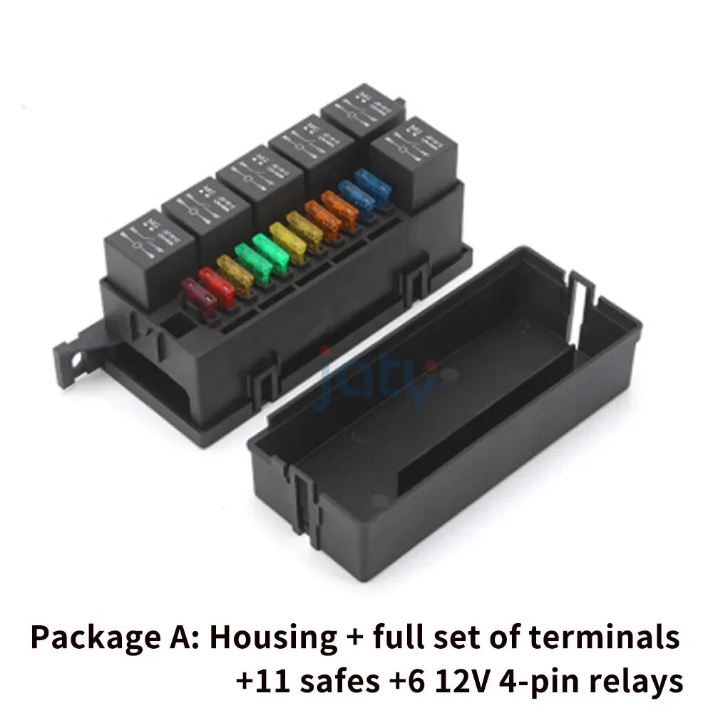 JATY Car RV 12 В 24 в автомобильный линейный модифицированный мультиплексор 6 5 /4 релейный терминал точечные светильники контроль мощности 11 way safety piece A-6pcs-12V 40A-4pin