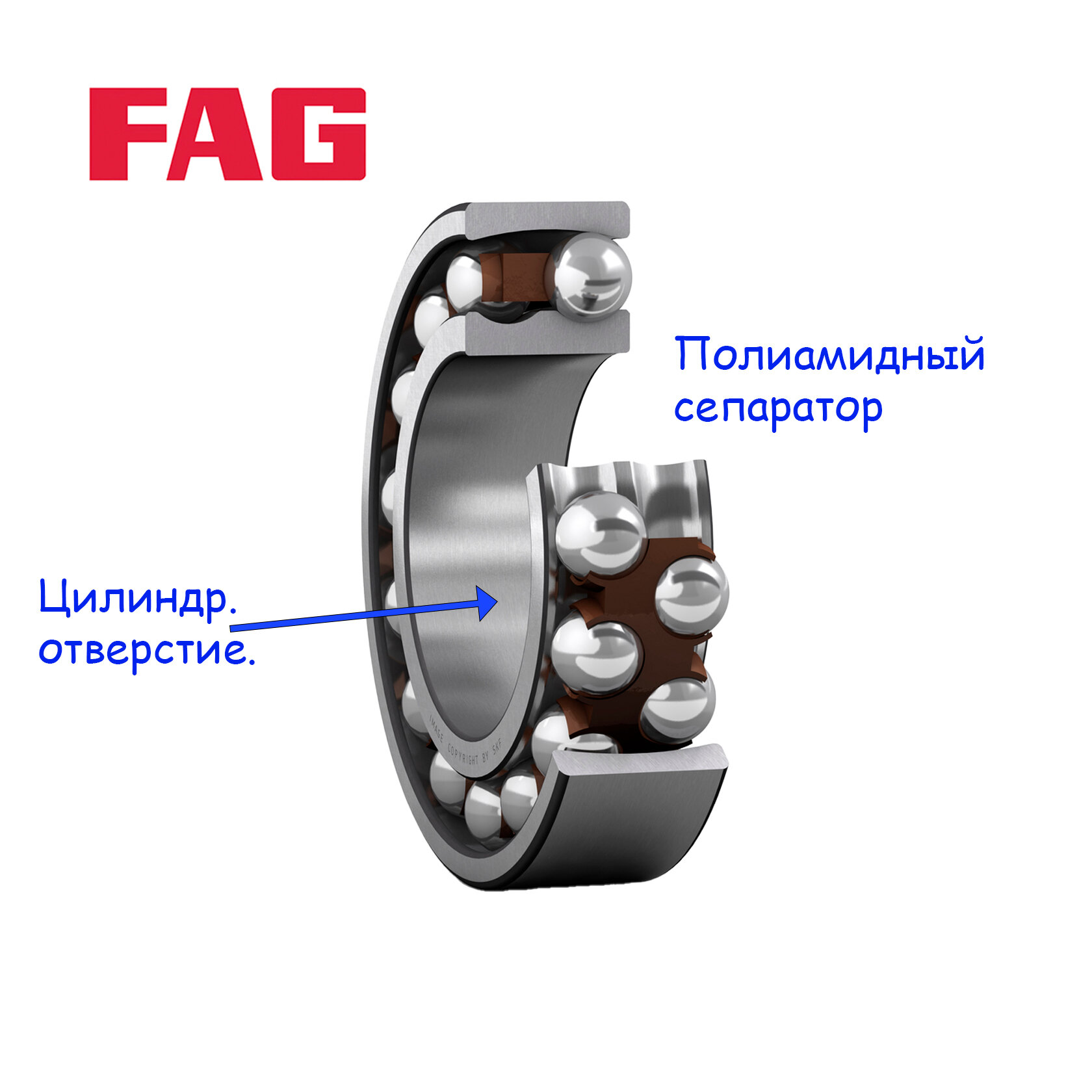 Подшипник 1214 TVH, FAG, 70х125х24, сферический, самоустанавливающийся, двухрядный (Цил. Отв.), (1 шт.)
