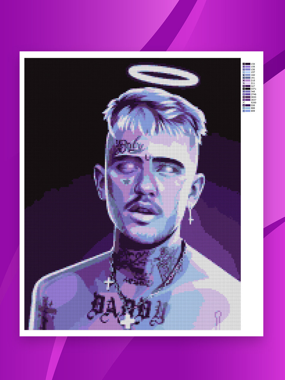 Алмазная мозаика без подрамника - вышивка Lil Peep 40 х 50 см