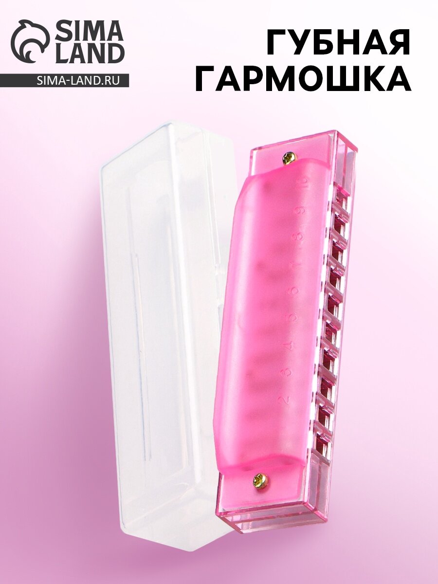 Губная гармошка Music Life, диатоническая, 10 отверстий, c-major, с футляром, розовая