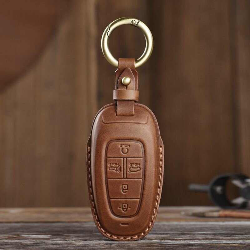 Элегантный чехол MyPads из натуральной кожи для ключей Hyundai Santa Fe Tucson NX4 NEXO Atos Solaris Prime NEXO DN8 Sonata 2021 2022