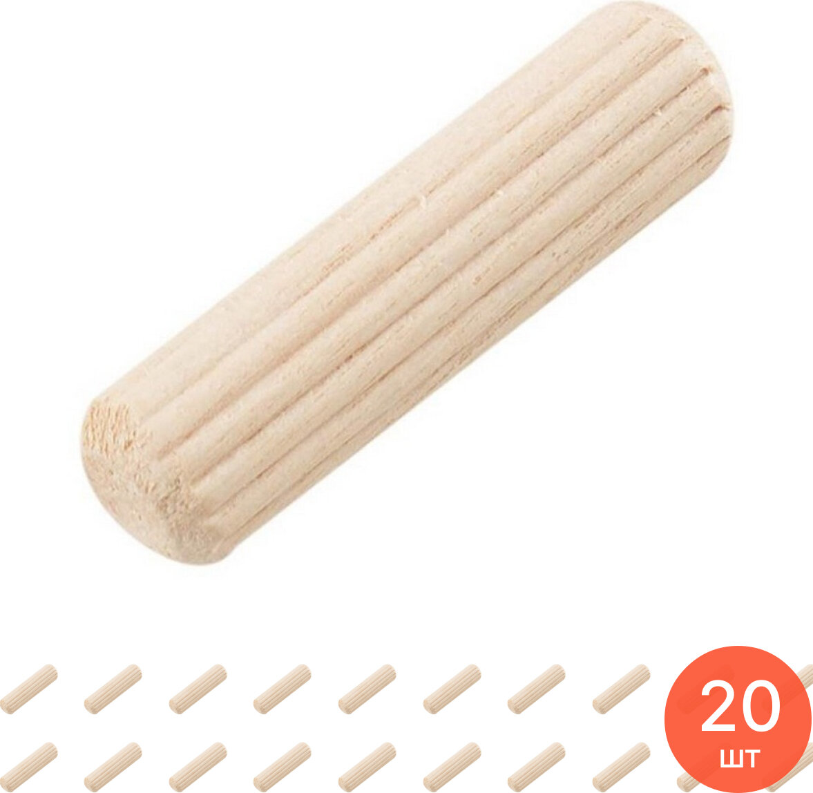 Шкант мебельный Element / Элемент цилиндрический из массива дерева, бежевый, 10×50мм, 30шт. / фурнитура для мебели, нагель (комплект из 20 шт)