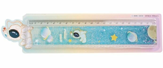 Линейка с блестками пластиковая 20 см