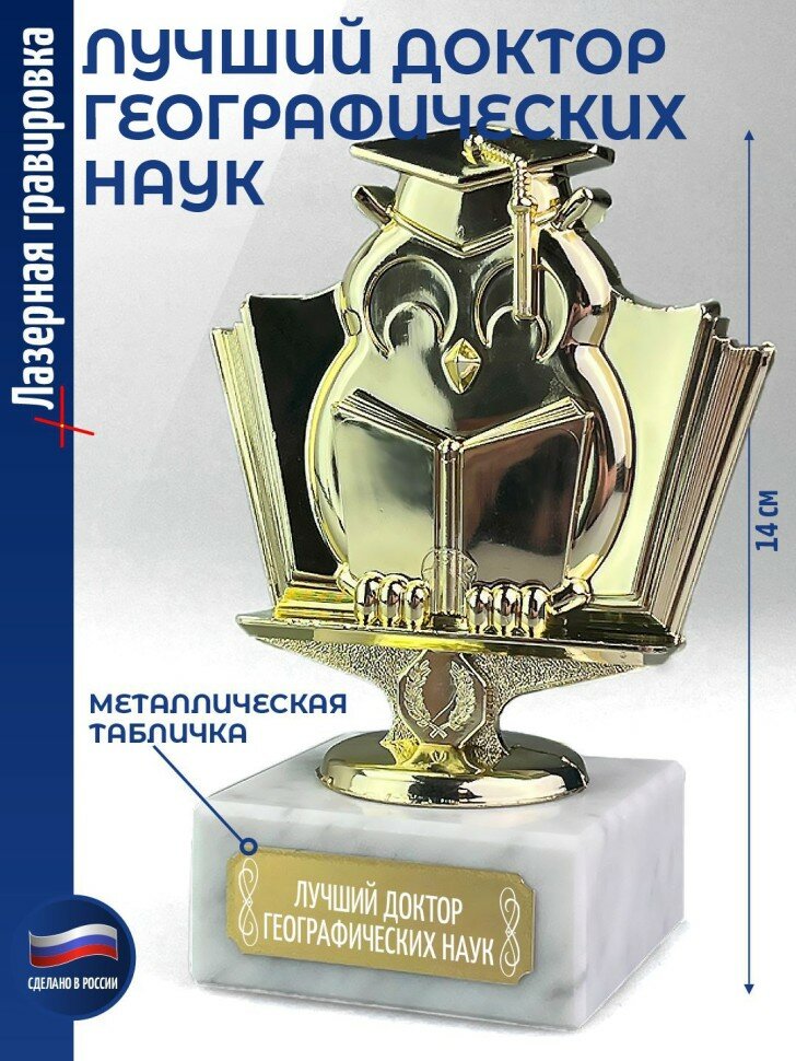 Статуэтка Учёная сова "Лучший доктор географических наук" (13,8 см)