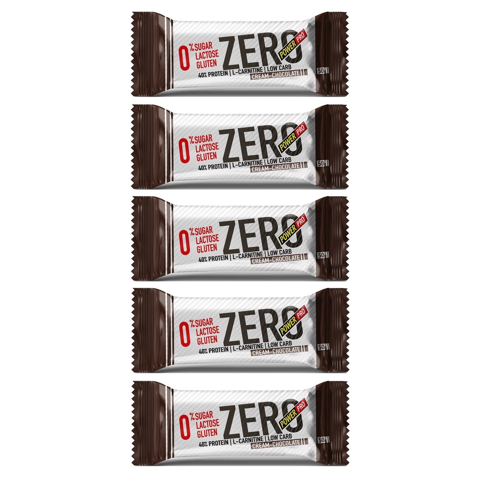 Протеиновый батончик 40% ZERO 5 шт 50 гр (Power Pro) Шоколадный крем