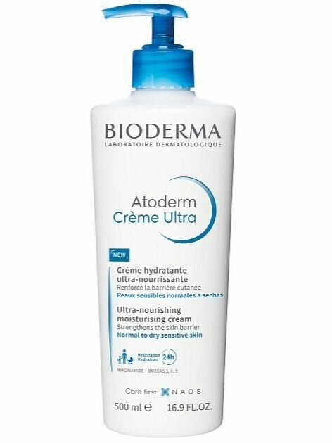 Bioderma Atoderm Ультра крем для лица и тела увлажняющий питательный для сухой чувствительной и нормальной кожи, 500 мл