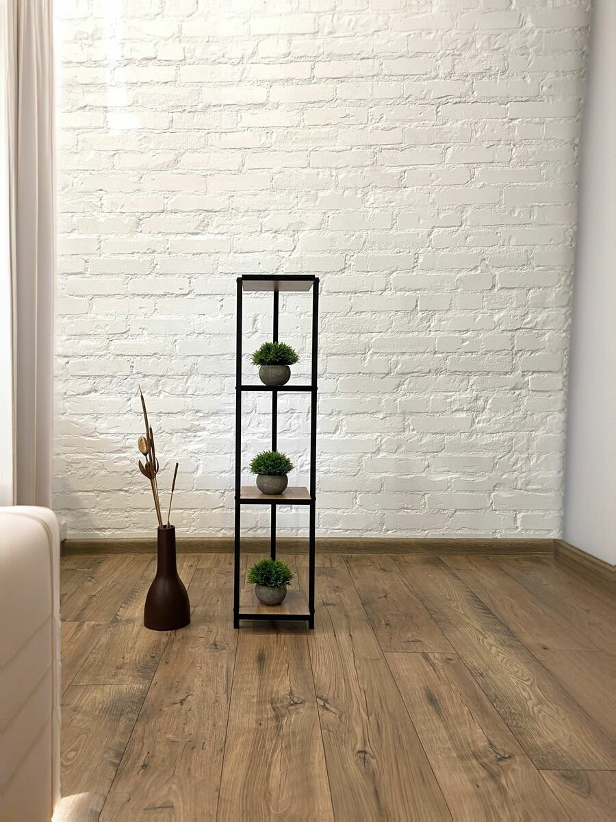 Стеллаж-этажерка 4 секции, полки 20 20 см из ЛДСП, металлический каркас, компактная, лёгкая, прочная