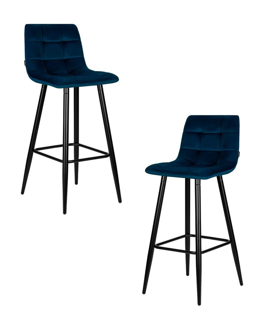 Стул барный DOBRIN Набор 2 шт Стул барный DOBRIN NICOLE, черные матовые ножки, темно-синий велюр (108-95) арт. LML-8078-N_B-M_V-108-95