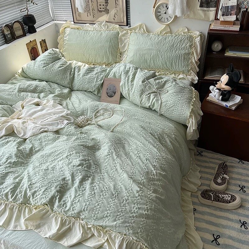 Корейская принцесса в милом стиле, набор из 4 предметов, 200*230см，зелёный