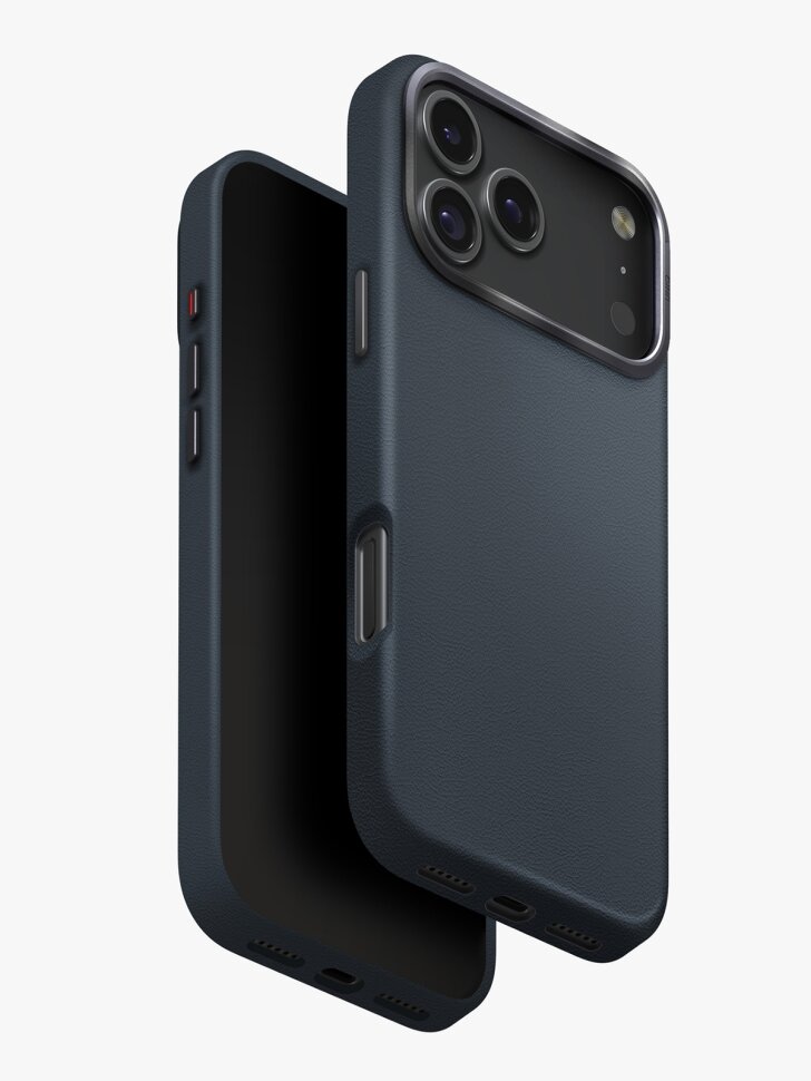 Uniq чехол с MagSafe для iPhone 17 Pro Max, Lyden из премиум экокожи, синий