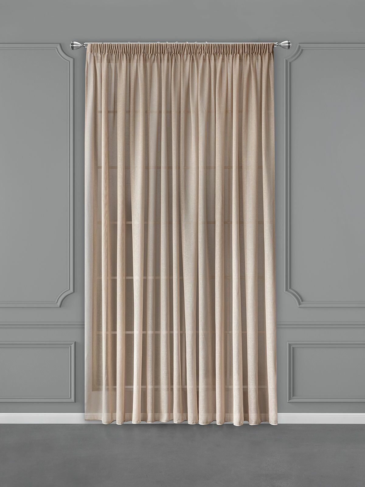 CASSIA Тюль для комнаты "Эмилия" сетка с ровной фактурой и имитацией льна, высота 270 на 500 ширина