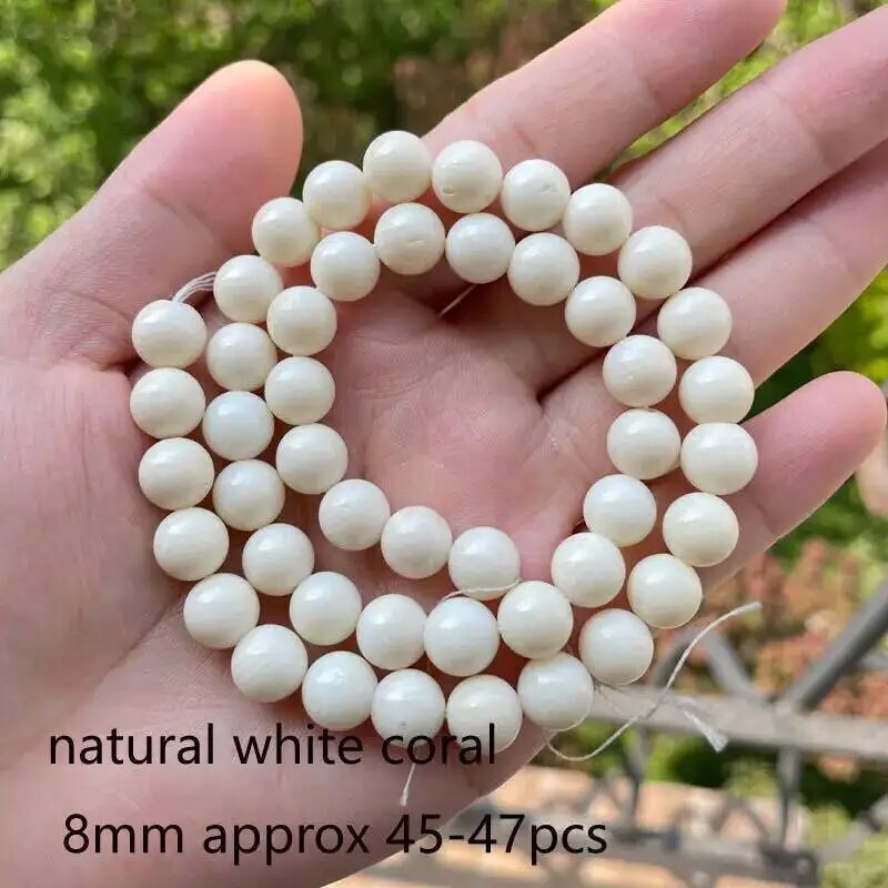 Натуральные коралловые бусины jbyzbsm 15 дюймов 2/3/4/6/8 мм Белый, 8mm Smooth